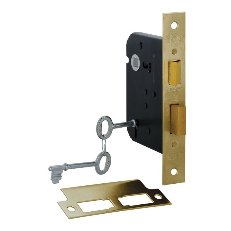 Yale DY2295-76PL 2 Lever Powder Coated Upright Lock - Brass - GeeWiz