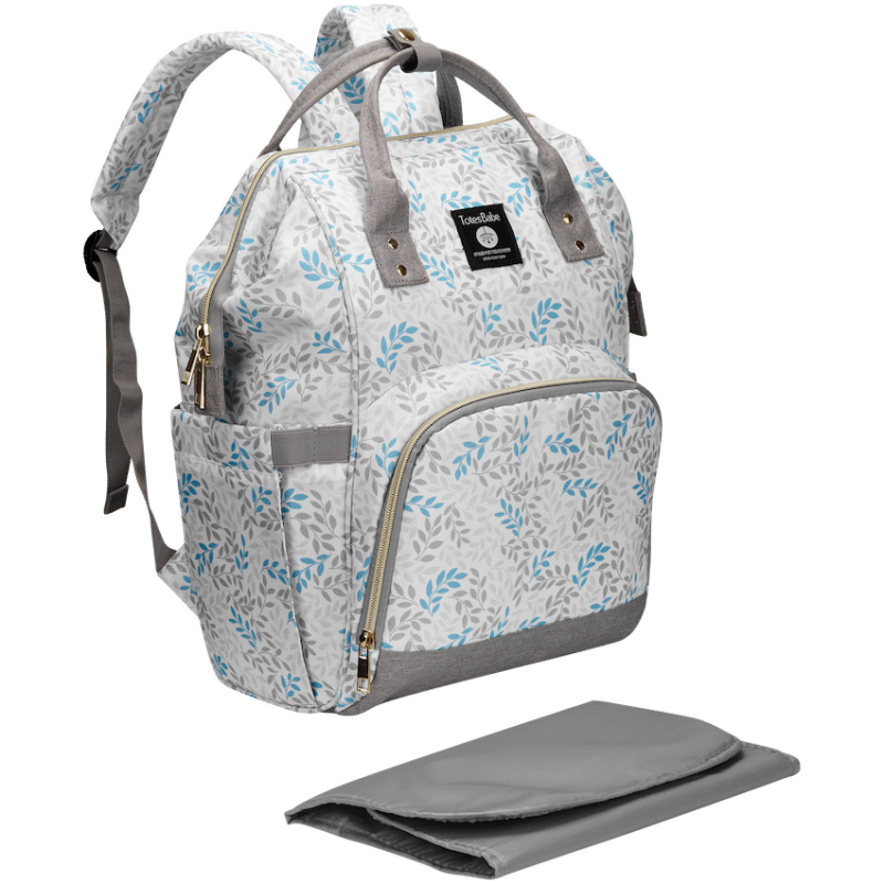 Totes Babe Alma Diaper Backpack Leafy Grey - GeeWiz
