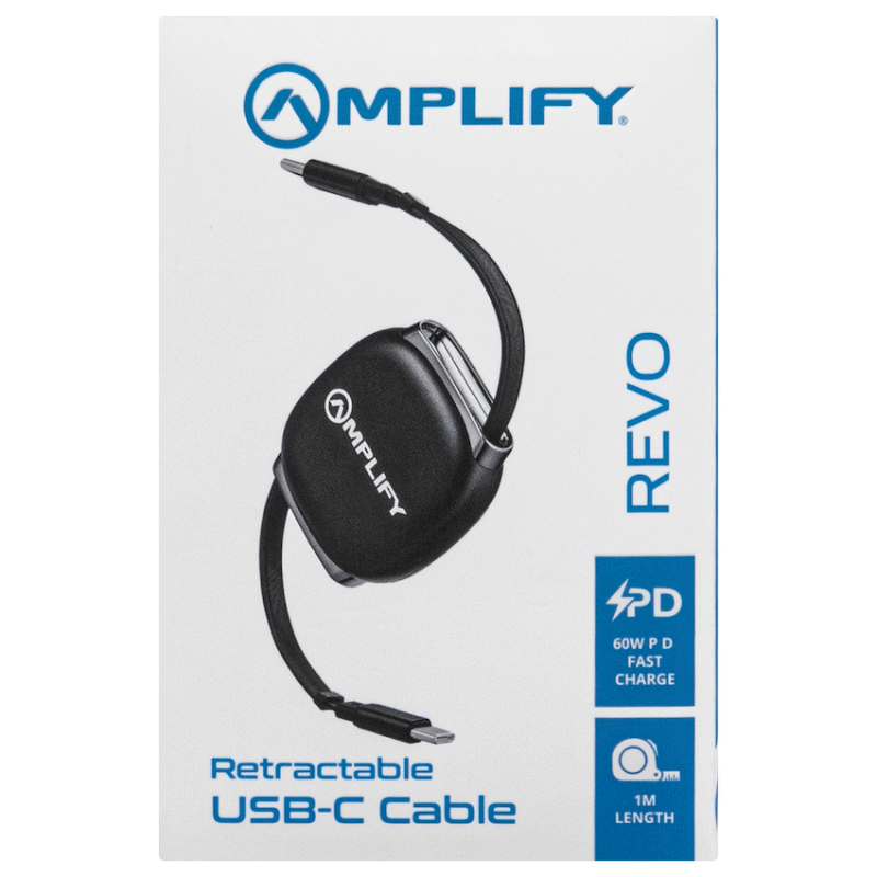 Amplify Revo Series USB C to USB C Retractable Cable Fast Charging ...