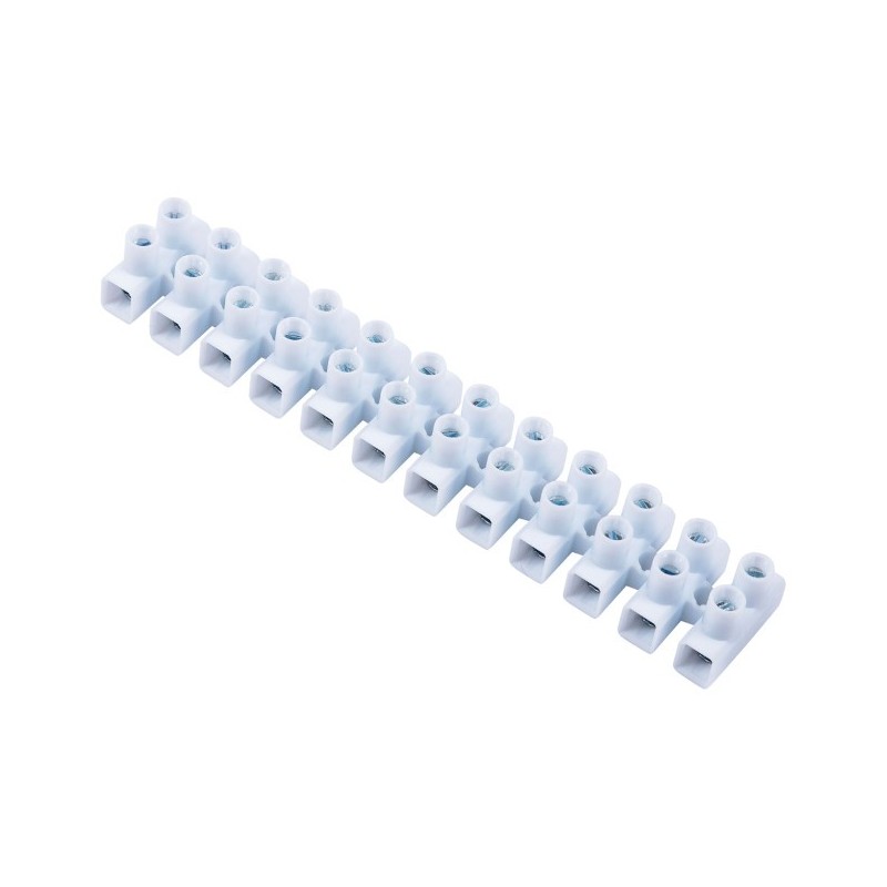 STRIP CONNECTOR 12W 32A FEED THROUGH WHITE H/ROUND T110 - GeeWiz