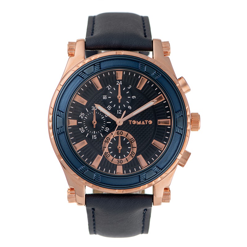Tomato Gents Navy Dial&Rg Blue T Ring Iprg Case Watch - GeeWiz