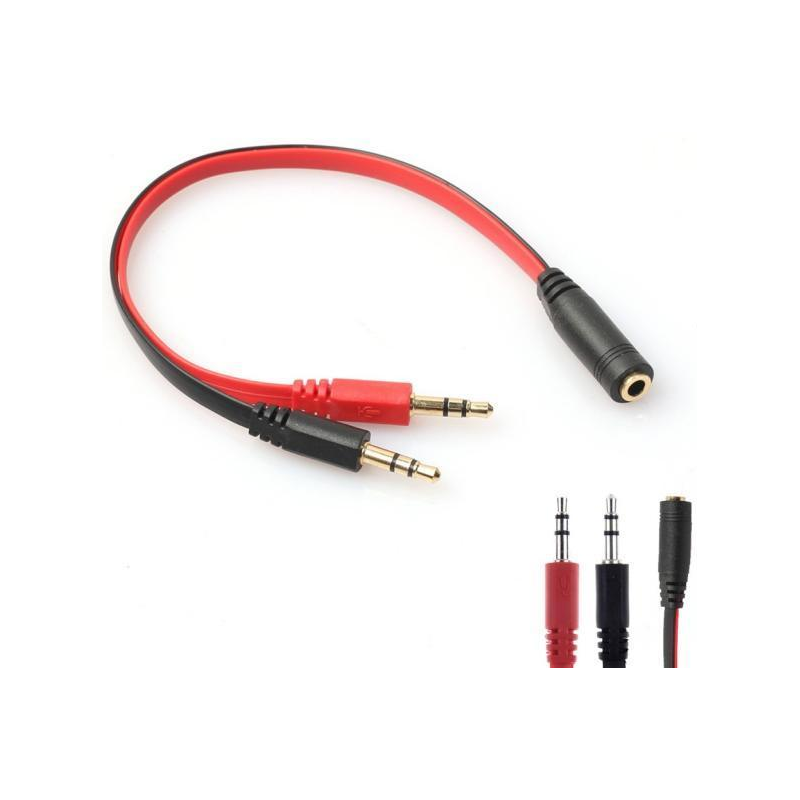 3.5mm Aux Audio Splitter 2M-F 2x Male to 1x Female (1 mic 1 headphone ...