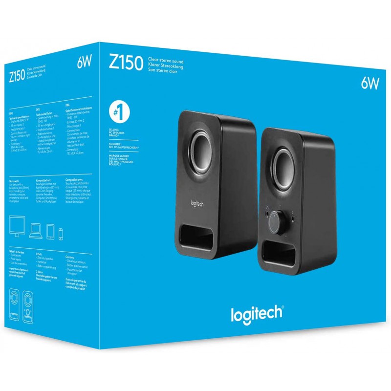 Logitech Z150 Multimedia Stereo Speakers 3.5mm Audio Input Integrated ...