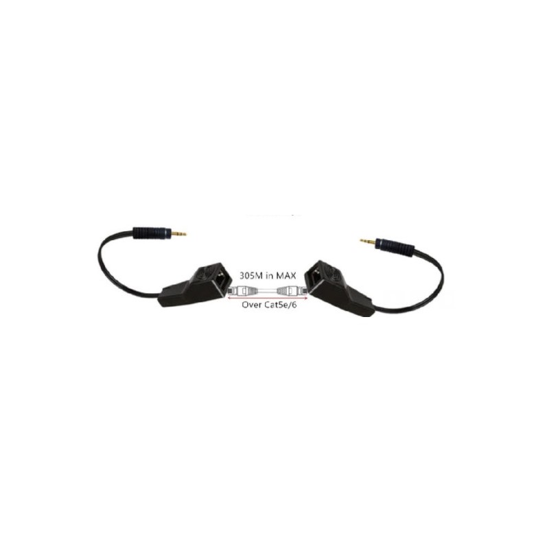 Audio jack over ethernet converter/extender - 305m CAT5e/CAT6 -3.5mm to ...