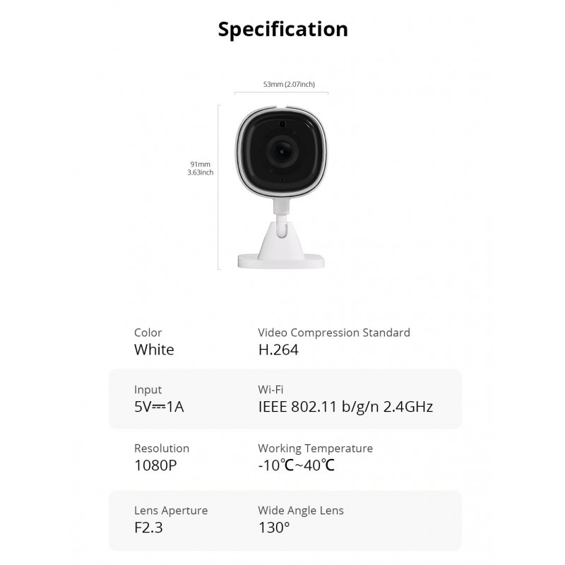 SONOFF Slim Cam - Slim Smart Home Security Camera / 1080p - GeeWiz