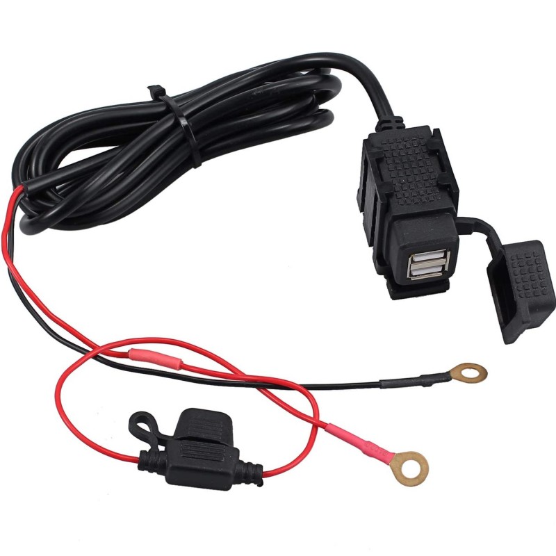 Universal Motorcycle Dual USB Phone/GPS Charger with Inline Fuse (12V ...
