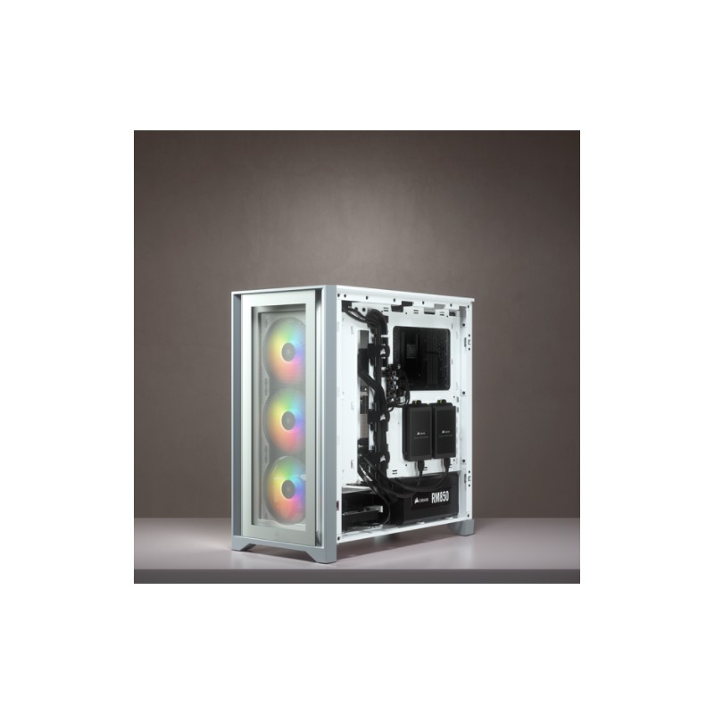 Corsair iCUE 4000X RGB Tempered Glass Mid-Tower ATX Case - White - GeeWiz