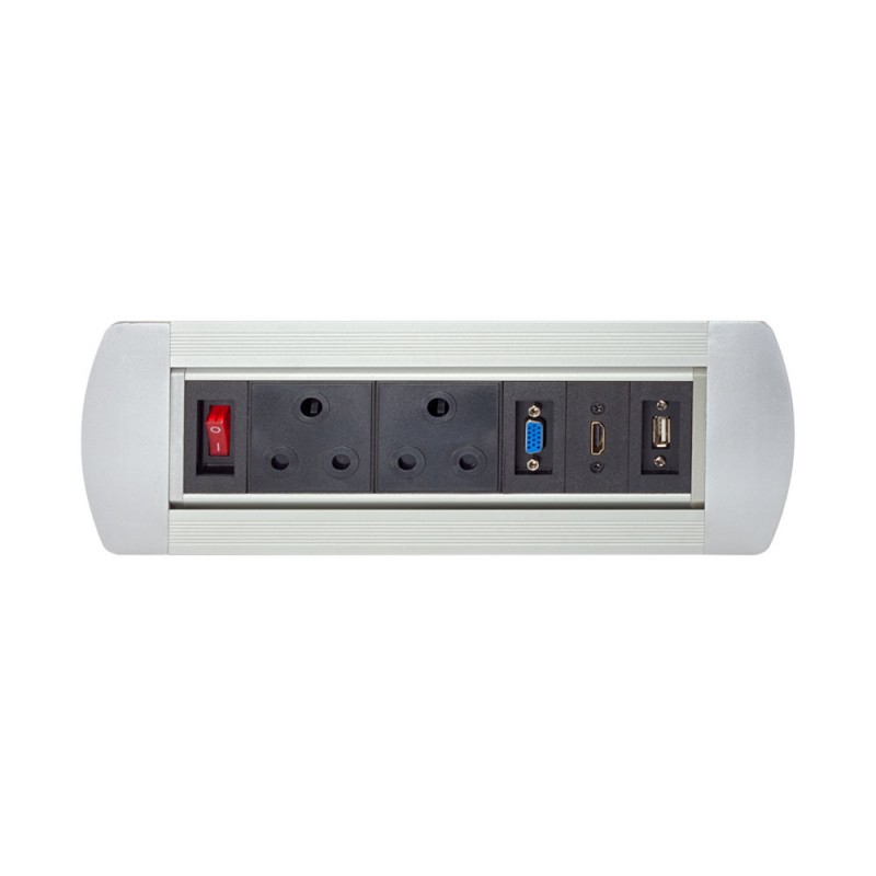 LinkQnet Manual ’Flipping’ Desktop Socket - Silver - GeeWiz