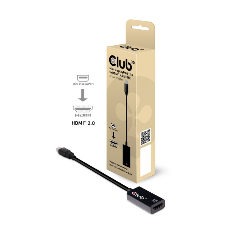 Club 3D Mini DisplayPort 1.4 to HDMI 2.0b HDR Active Adapter (CAC-1180 ...