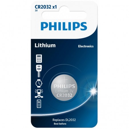 Philips CR2032 Lithium Button Battery 3V - 1 Pack - GeeWiz
