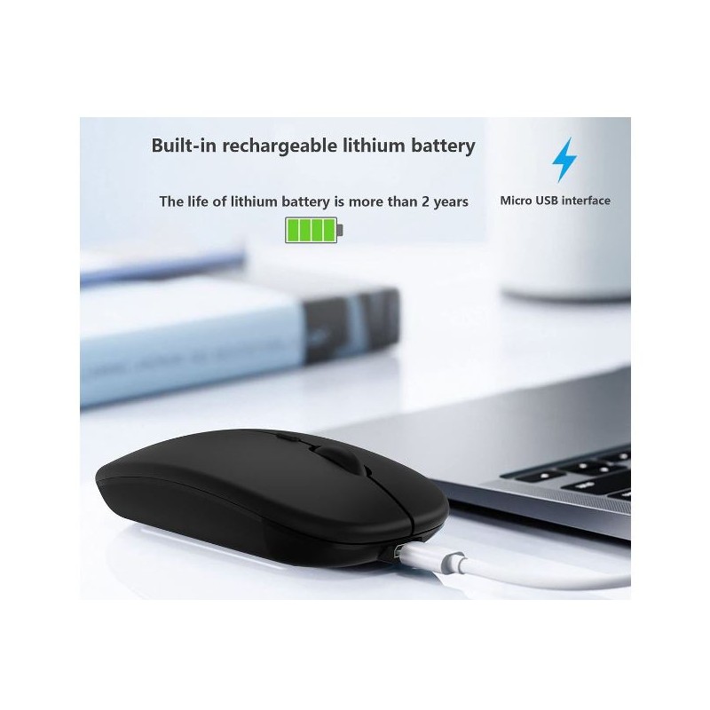 Tuff-Luv Bluetooth Slim Mouse + USB Wireless - Plain Black - GeeWiz
