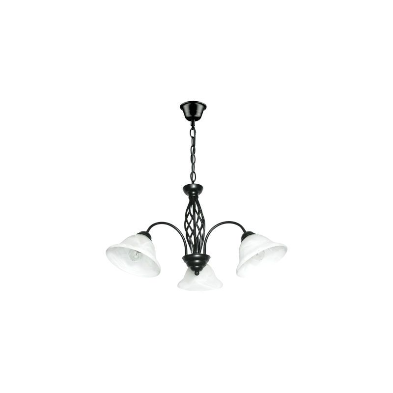 Bright Star Lighting - Metal Chandelier with Alabaster Glass 3 Lights ...