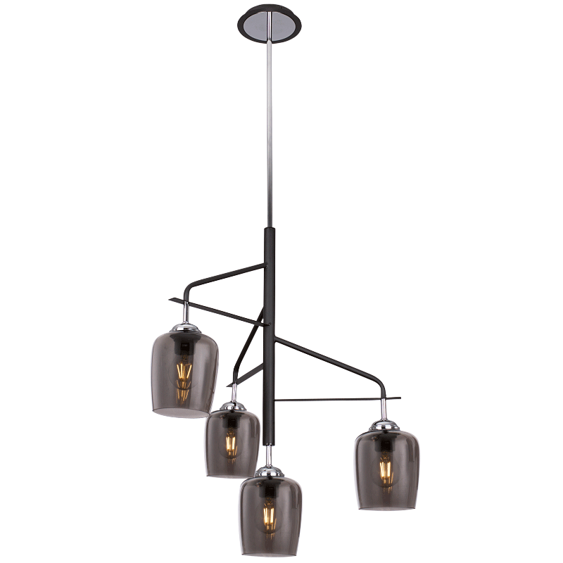 Bright Star Lighting - Polished Chrome Chandelier with Smoke Colour ...