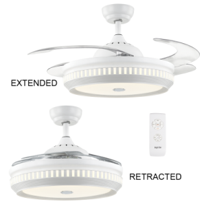 Bright Star Lighting - White Retractable Ceiling Fan with Bluetooth ...