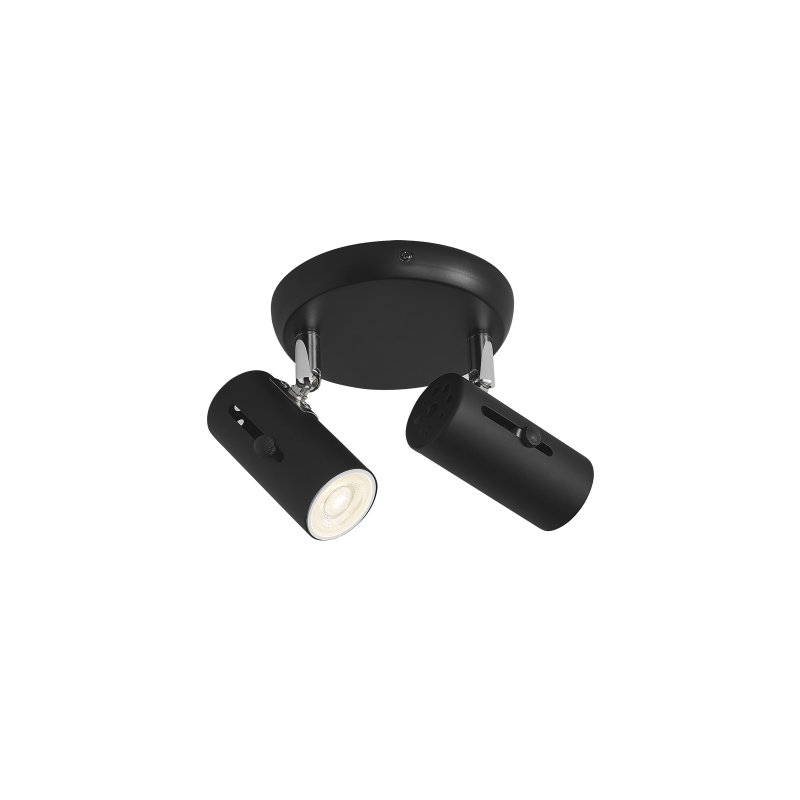 Bright Star Lighting - Matt Black Tube Shape Two Head Spotlight - GeeWiz