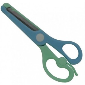 DLOffice Kiddies Multi Use Blunt Nose Plastic Scissors - Blue - GeeWiz