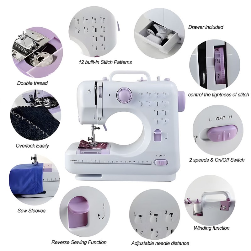 Multi-Purpose Sewing Machine - 12 Built-in Stitch Patterns to Meet ...