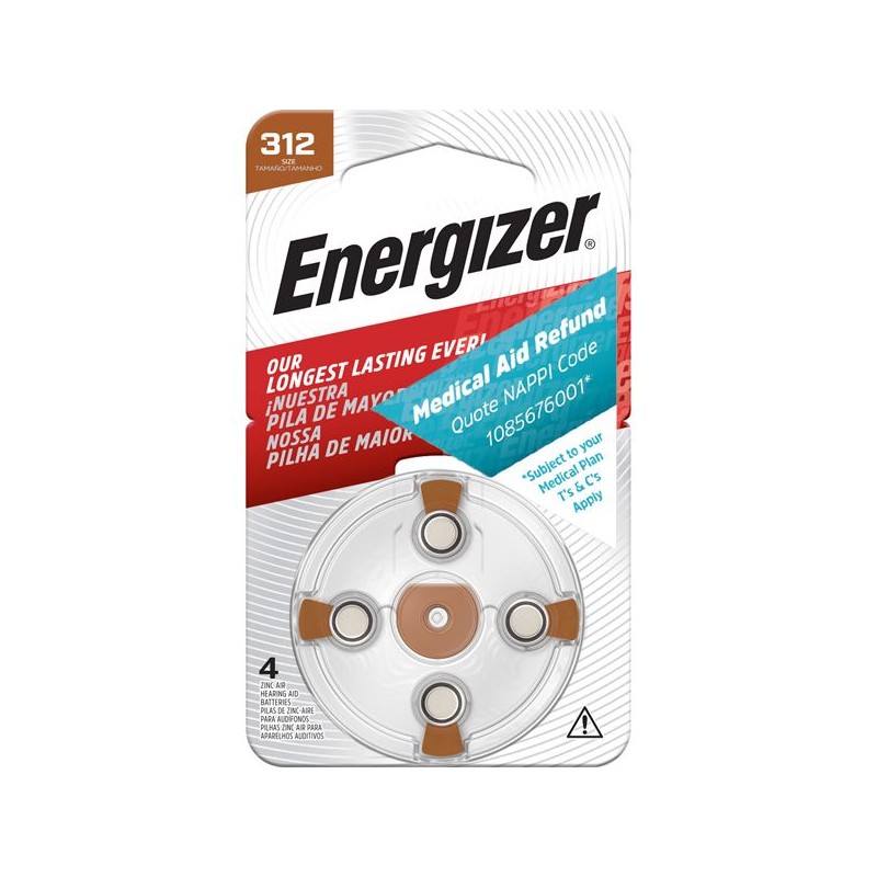 Energizer AZ312 1.4v Zinc Air Hearing Aid Battery Card 4 - GeeWiz