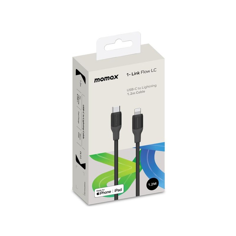 Momax 1-Link Flow CL USB-C to Lightning Cable - 1.2m - Black - GeeWiz