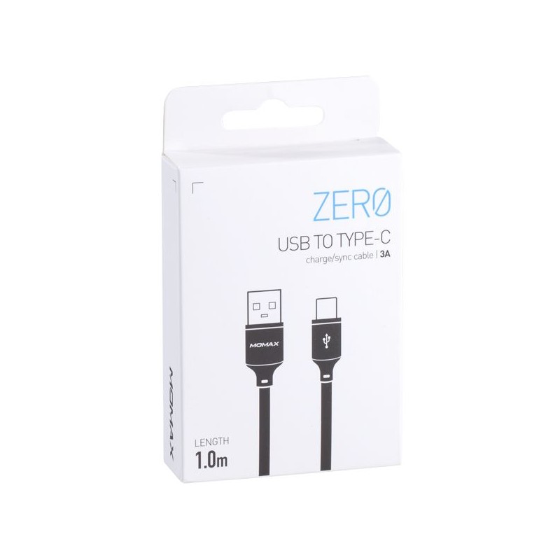 Momax Zero USB-A to USB-C Cable - 1m - Black - GeeWiz