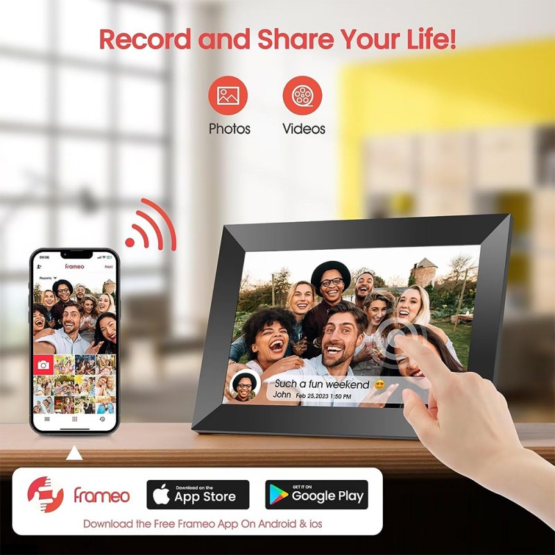 Frameo Wi-Fi Digital Photo Frame - for Photos & Videos / 15.6 Display ...