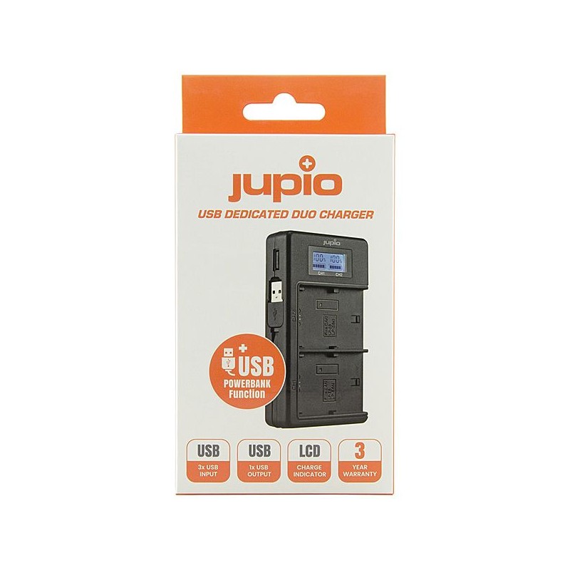 Jupio USB Dedicated Duo Charger LCD for Sony NP-FW50 - GeeWiz