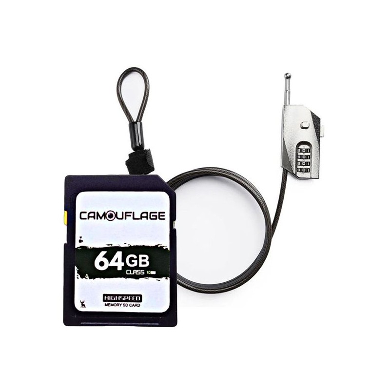 Camouflage Cable Lock + 64GB SD Card - GeeWiz