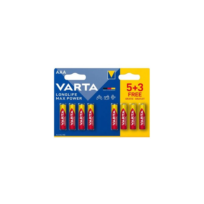 Varta Longlife Max Power AAA Batteries - 8pc Value Set (5+3) - GeeWiz