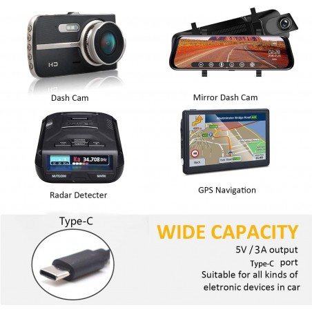 Dashboard Dashcam Camera Hardwire Kit - USB TYPE C - GeeWiz