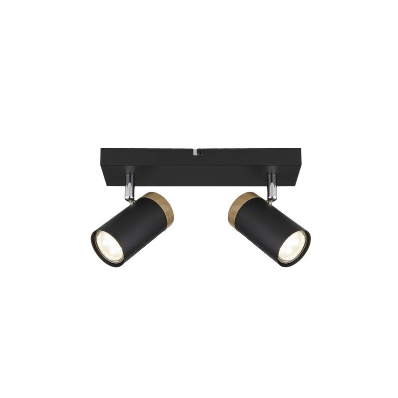 Brightstar S412/2 BLACK Spotlight with Wood Finish - GeeWiz