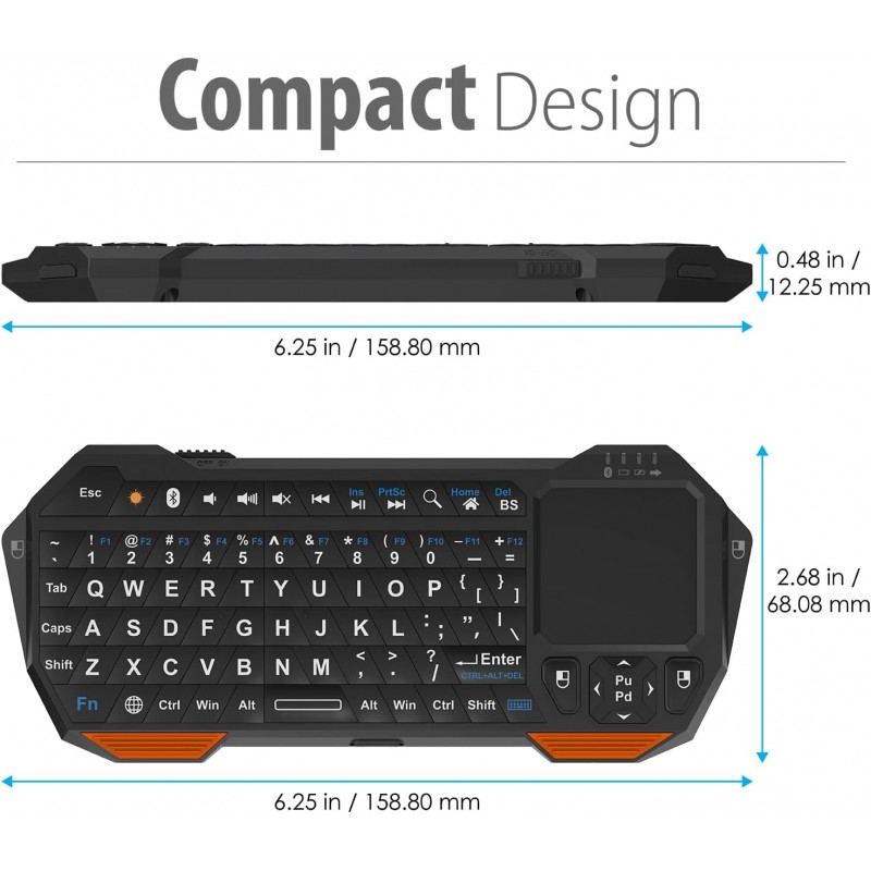 Fosmon Mini Bluetooth Keyboard (QWERTY Keypad)- Wireless Portable with ...