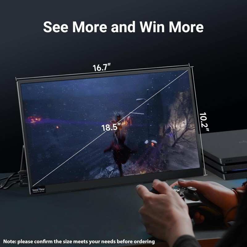 InnoView 18.5 Portable Monitor - 100Hz 1080P FHD IPS- 120% sRGB- HDR ...