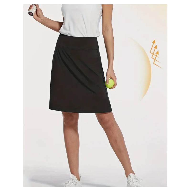 Women's 20-Inch Knee-Length Skorts- Black - GeeWiz