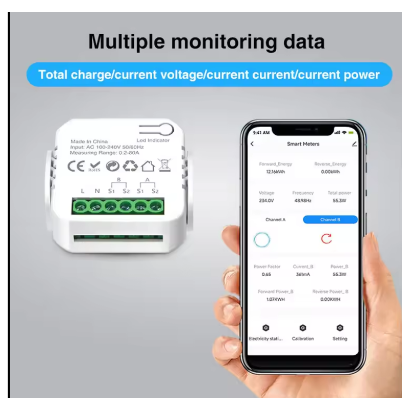 GeeWiz Tuya Energy Monitor - with 1x 80A sensor - GeeWiz