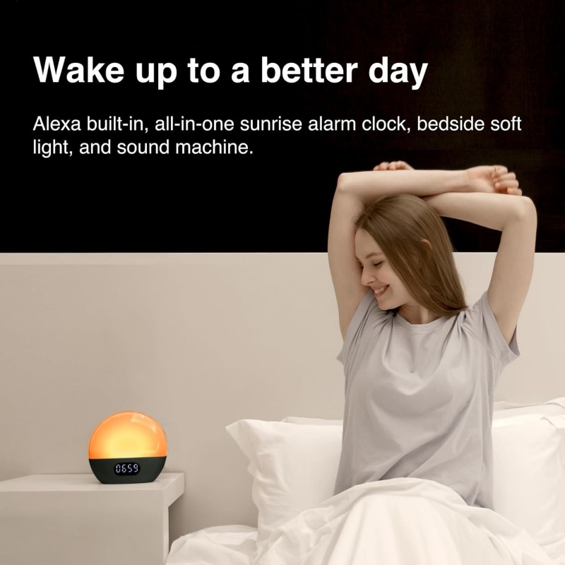 WiiM Wake-up Light with Alexa Built-in | Sunrise Alarm Clock- Sound ...
