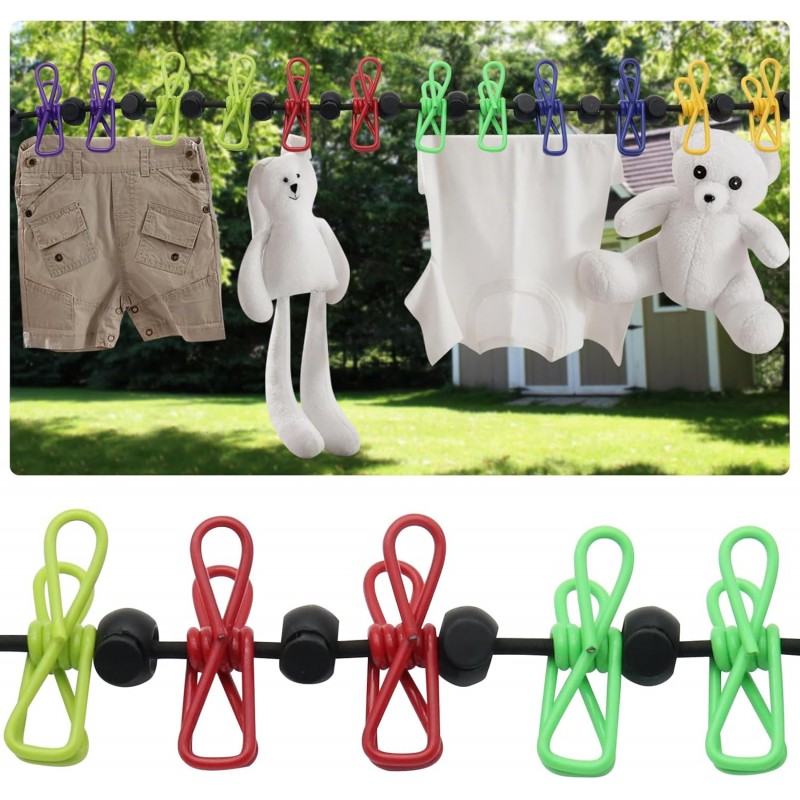 Retractable Portable Clothesline with 12 Clips - Perfect for Travel ...