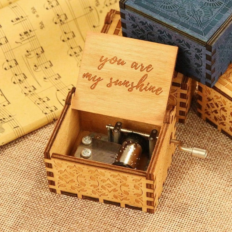You Are My Sunshine Classic Mini Wooden Music Box – Hand-Crank Vintage ...