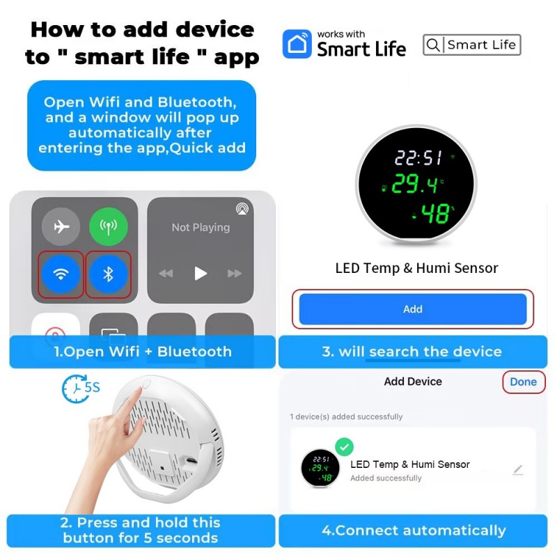 Tuya Smart Wi-Fi LED Sensor (Temperature & Humidity) - Smart Home ...