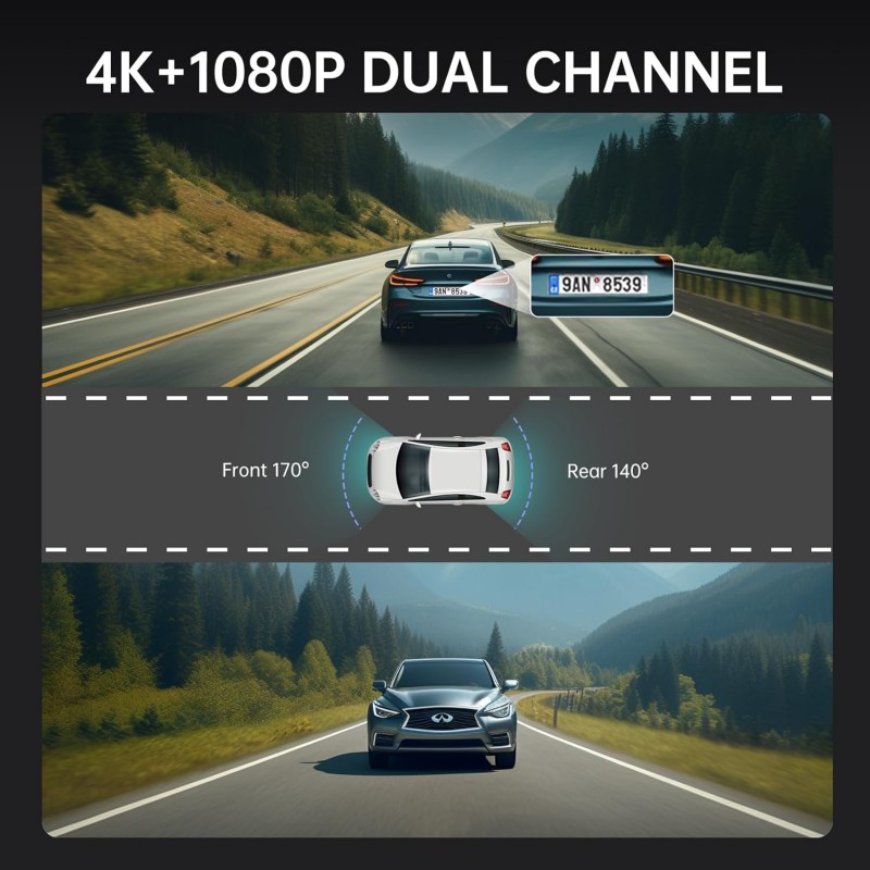Rear View Mirror Camera 10 inch Dash Cam with 4K Rear and Voice Control ...