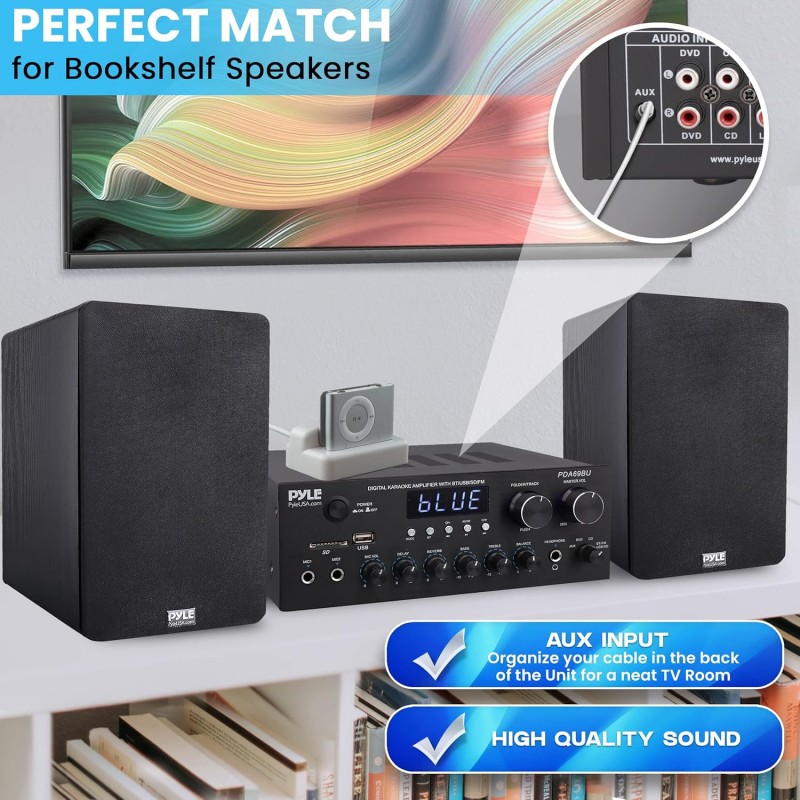 Pyle Bluetooth Home Audio Amplifier Receiver Stereo 300W (PDA69BU) - GeeWiz