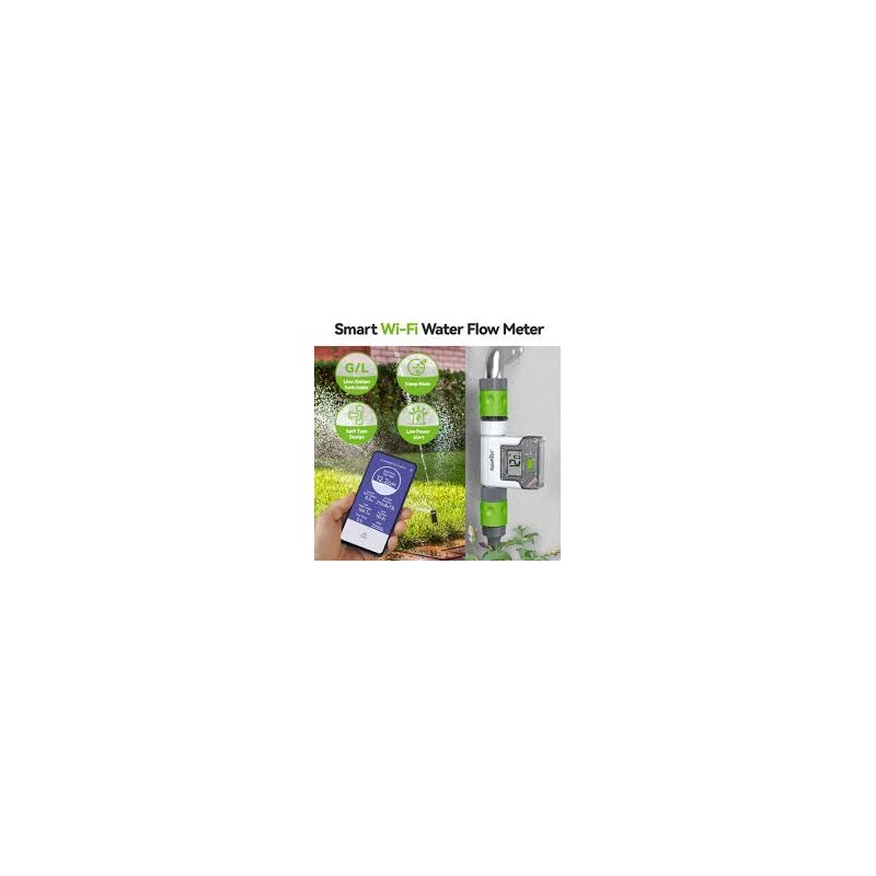 RainPoint Smart Wireless Wi-Fi Water Flow Meter + Wi-Fi Hub - GeeWiz