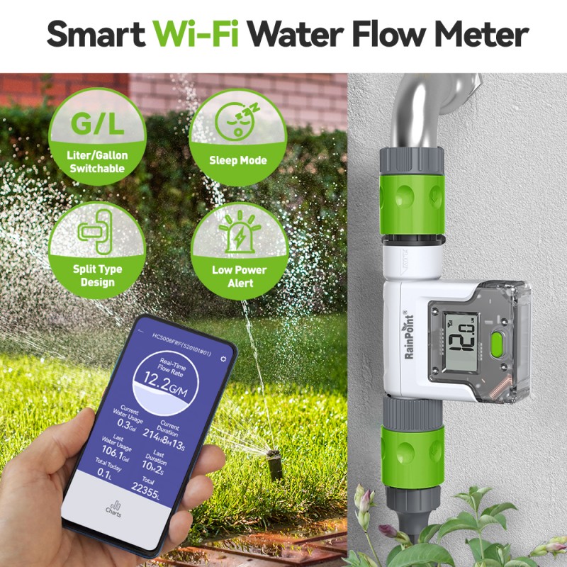 RainPoint Smart Wireless Wi-Fi Water Flow Meter (Device Only) - GeeWiz