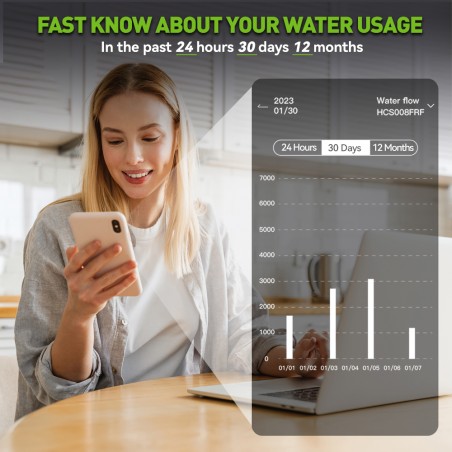 RainPoint Smart Wireless Wi-Fi Water Flow Meter + Wi-Fi Hub - GeeWiz