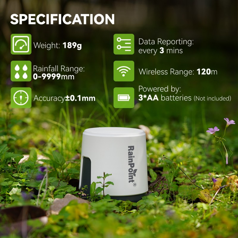 RainPoint Smart Wireless High Precision Rain Gauge (Device Only) - GeeWiz