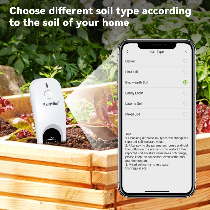 RainPoint Smart Wireless Wi-Fi Soil Moisture & Temp Meter + Wi-Fi Hub ...
