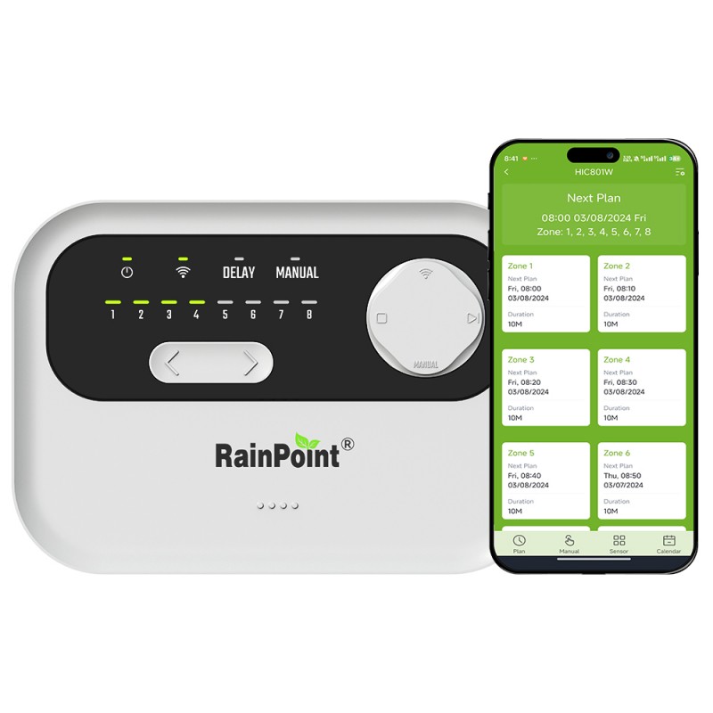 RainPoint Wi-Fi Irrigation Controller (8 Zones) - Indoor Use - HIC801W ...