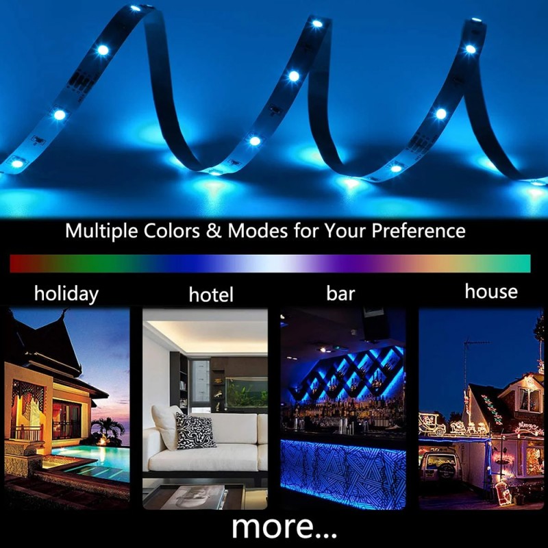 5050 RGB LED Strip Lights with IR 24-Button Remote with Wi-Fi - GeeWiz