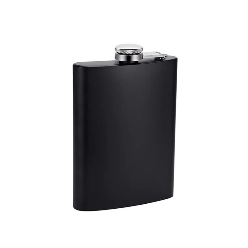 Black Stainless Steel Hip Flask - Available in Various Sizes - GeeWiz