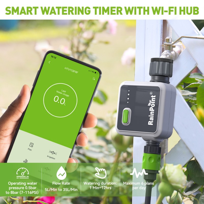 RainPoint Wireless Smart Wi-Fi 1-Zone Irrigation Timer (Device Only ...