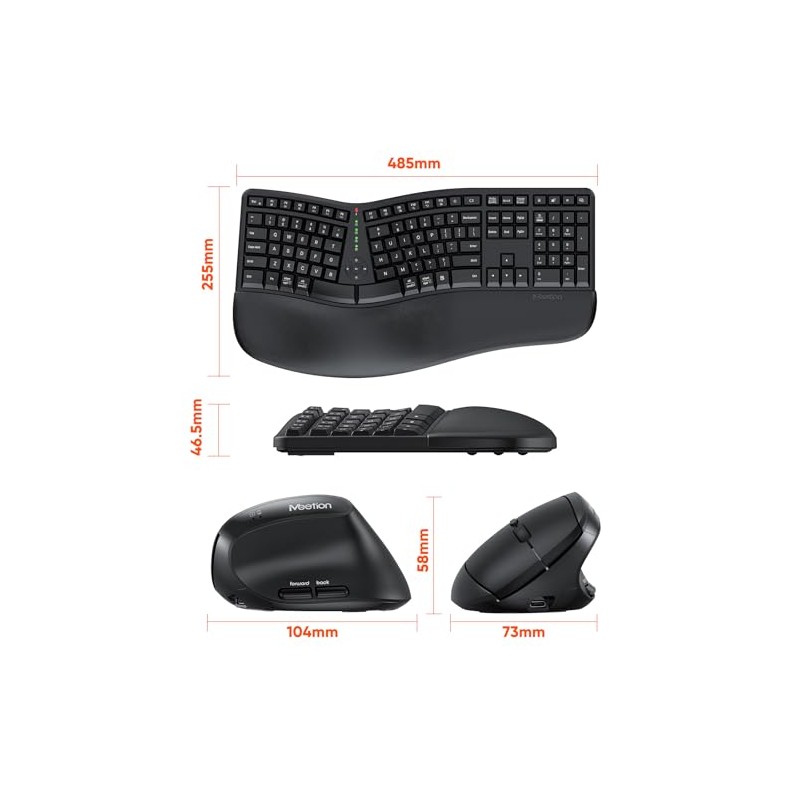 Tuff-Luv - Meetion - Ergonomic Rechargable - Wireless Keyboard and ...